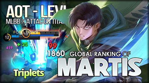 Mlbb X Attack On Titan Levi Gameplay By Triplets Global Ranking Of Martis Mlbb Youtube