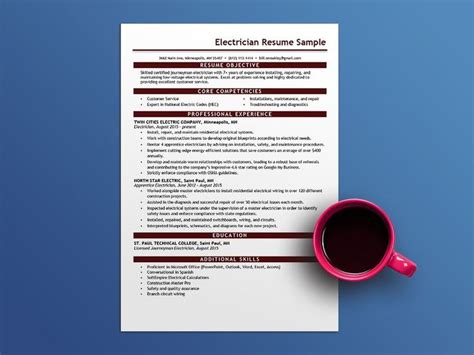 Free Electrician Resume Template Resume Freeresumetemplate Jobs