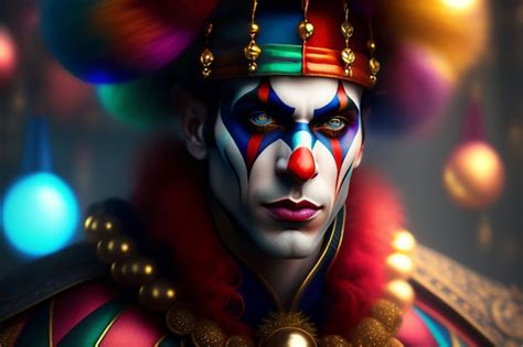 Premium Photo A Clown With A Blue And Red Face And Eyes
