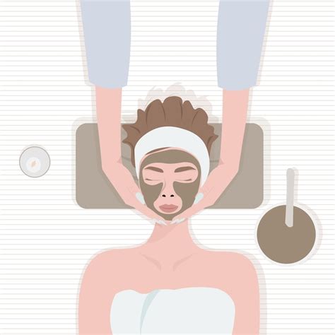 Jovem E Linda Mulher Tendo Massagem Na Cabeça No Salão Spa Ilustração