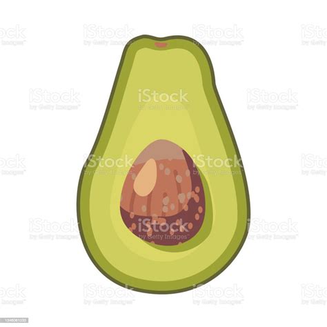 아보카도 신선한 과일의 절반 흰색 배경에 고립 구덩이와 야채 슬라이스 천연 채식주의 식단 성분 0명에 대한 스톡 벡터 아트 및