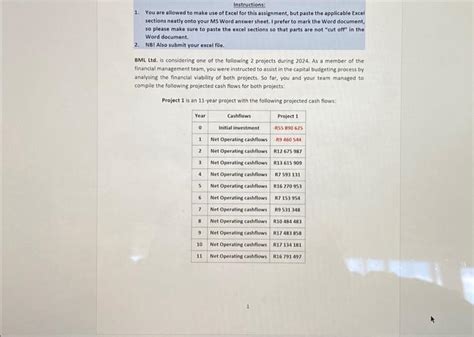 Instructionsi 1 You Are Allowed To Make Use Of Excel