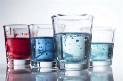 premium ai image three beakers with blue liquid in them sit on a table