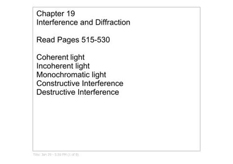 Chapter 19 Interference And Diffraction Read Pages Iona Physics
