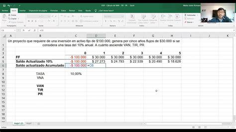 Cálculo de VAN TIR y PR en Excel YouTube