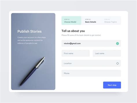 Editor Onboarding Components Onboarding Form Design Web User Interface Design