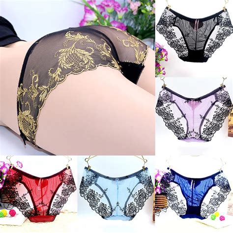 Fashion 9 Colors Soft Lace Flower Panties Low Waist Embroidery Women