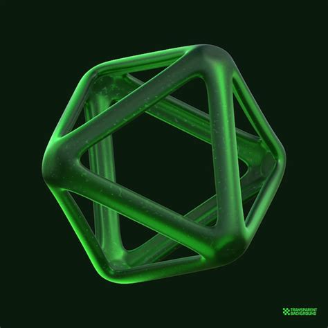 Premium PSD 3D Rendering Green Geometric Shape