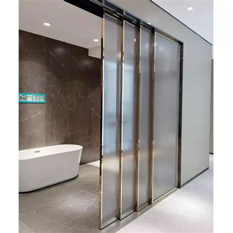 Interior Frameless Tempered Glass Sliding Door Synchronous Soft Closing