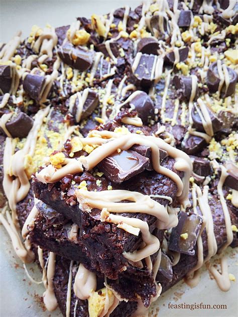 Caramac Drizzle Rolo Caramel Brownies Feasting Is Fun