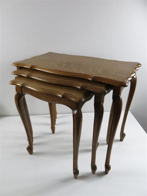 Nesting Tables Three Oak Tables Queen Ann Style Catawiki