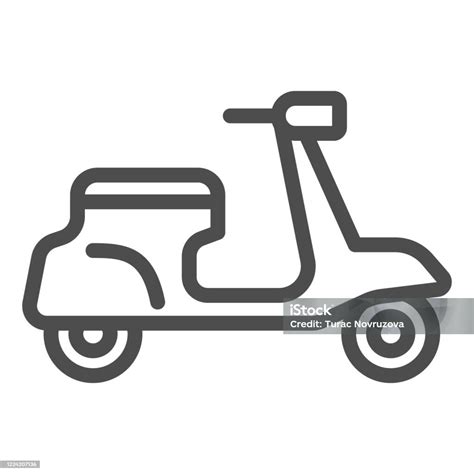 經典的滑板車線圖示 交通標誌 白色背景上的moped向量標誌 交付摩托車圖示在輪廓風格為移動概念和網頁設計向量圖形向量圖形及更多10號圖片