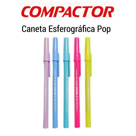 Caneta Esferográfica Compactor Pop 07 Tinta Azul C5 Unidades Shopee