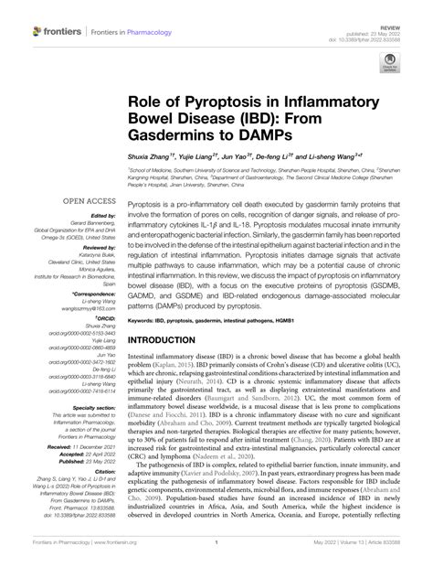 PDF Role Of Pyroptosis In Inflammatory Bowel Disease IBD From Gasdermins To DAMPs