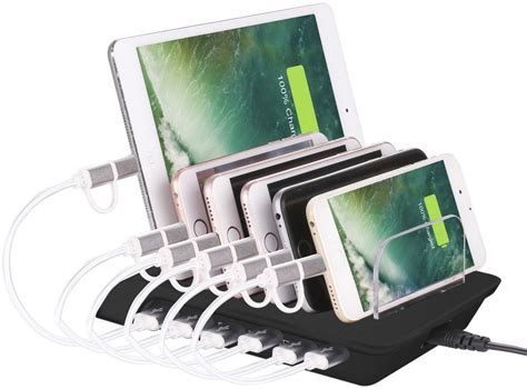 Universeel Oplaad Station 6 Poort USB Oplader 50W Zwart Gsmpunt