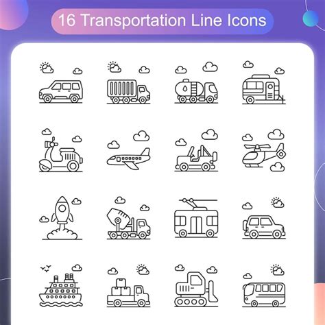 Premium Vector Transportation Vector Outline Icon Set 02