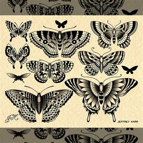 Traditional Moth Tattoo Drawing