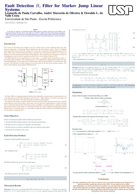 Pdf Fault Detection H 2 Filter For Markov Jump Linear Systems
