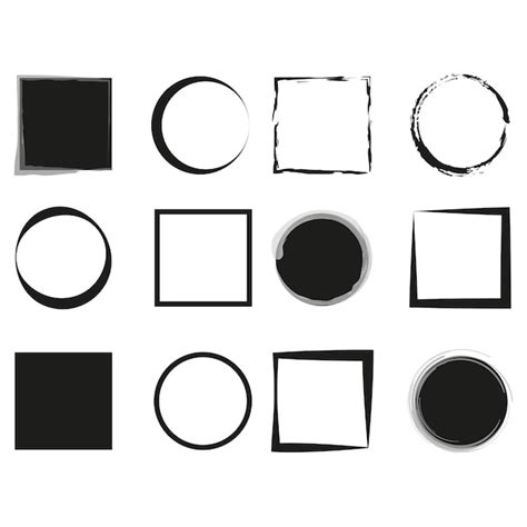 Premium Vector Brush Squares Circles Round Shape Vector Illustration