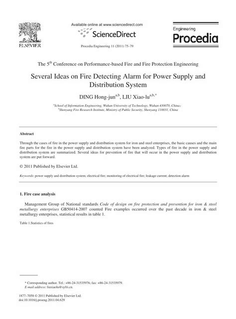 Pdf Several Ideas On Fire Detecting Alarm For Power Supply And Distribution System Dokumentips
