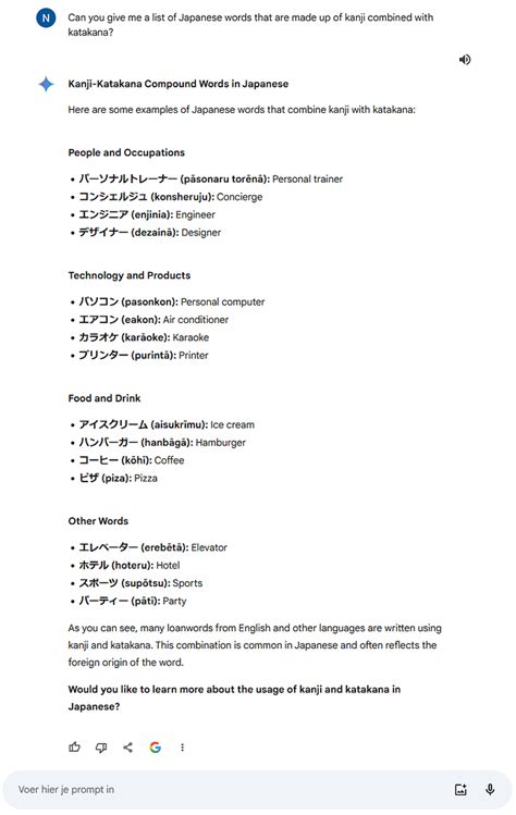 I Asked AI To Tell Me About Katakana Kanji Compound Words Japanese