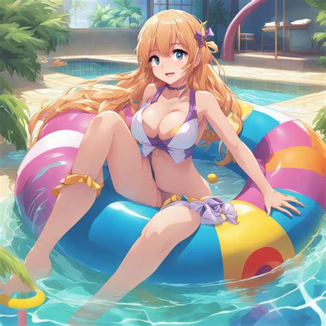 Anime Girl On The Pool Side By Kit Cat1234 On Deviantart