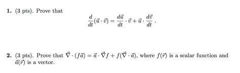 solved prove that d dt u vector v vector du vector dt