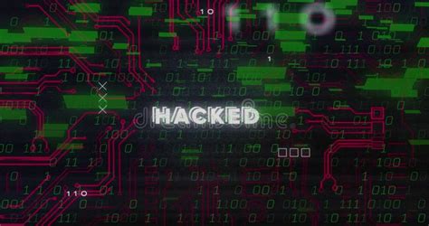 Image Of Glitch Technique Over Hacked Text Circuit Board Pattern And