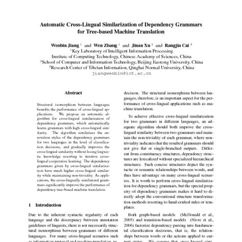Automatic Cross Lingual Similarization Of Dependency Grammars For Tree