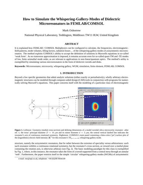 PDF How To Simulate The Whispering Gallery Modes Of Resource Npl Co