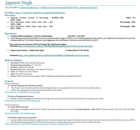 Japsinghresume Pdf Databases Bootstrap Front End Framework