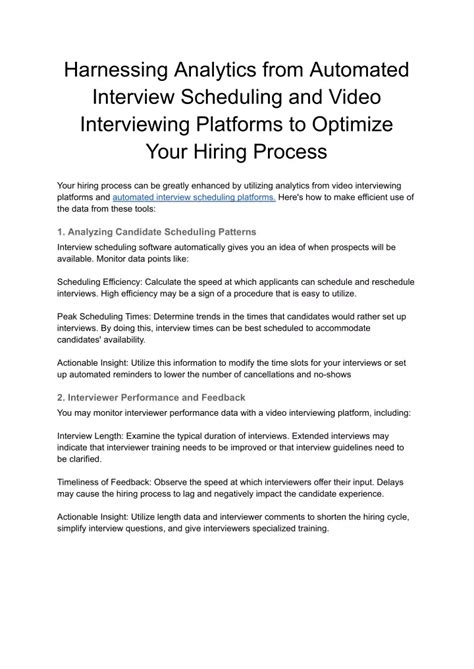 Ppt Harnessing Analytics From Automated Interview Scheduling And
