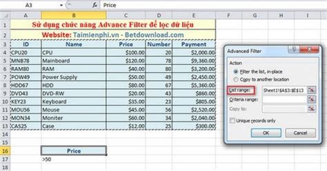 Cách Sử Dụng Advanced Filter Trong Excel Lọc Dữ Liệu Bảng Tính Theo đ