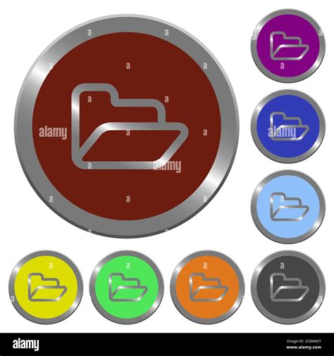 Set Of Glossy Coin Like Color Folder Buttons Arranged Layer Structure Stock Vector Image And Art