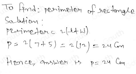 Solved What Is The Value Of P In Centimetres In The Perimeter Formula For A Rectangle P2l