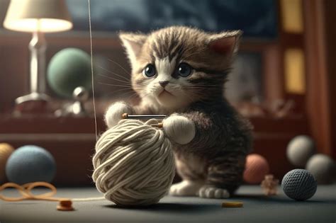 Premium Ai Image Toy Mouse Hangs From String Enticing Kitten To Pounce