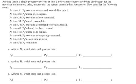 Solved Assume That In A Single Processor System At Time 5
