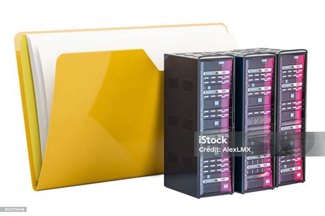 서버와 컴퓨터 폴더 아이콘 3d 렌더링에 고립 된 흰색 배경 사무실에 대한 스톡 사진 및 기타 이미지 사무실 파일 0명
