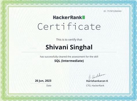 Shivani Singhal On Linkedin Sqlcertification Hackerrankcertified