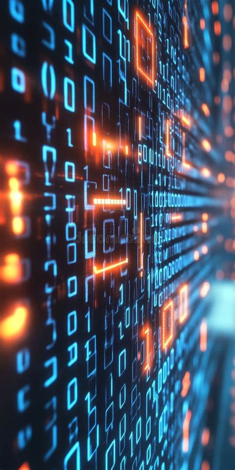 Streams Of Blue Binary Data Flow On Dark Background Concept Of Programming Technology Big