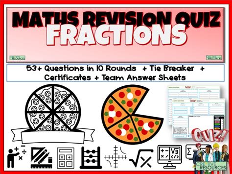 Fractions Maths Quiz Teaching Resources