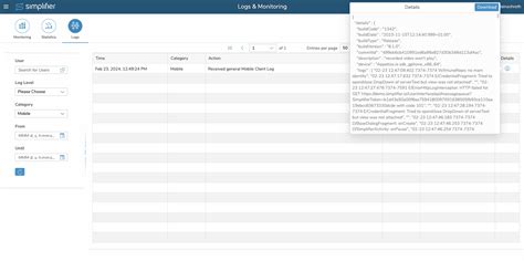 Simplifier Mobile Client Logs Support Portal