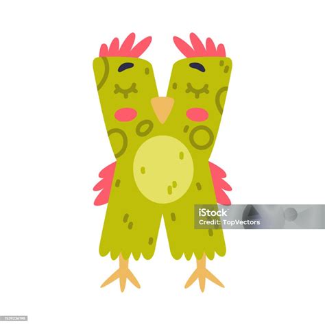 새 알파벳 X 대문자입니다 눈 부리 날개가 있는 자음 문자 귀여운 만화 벡터 그림 0명에 대한 스톡 벡터 아트 및 기타 이미지