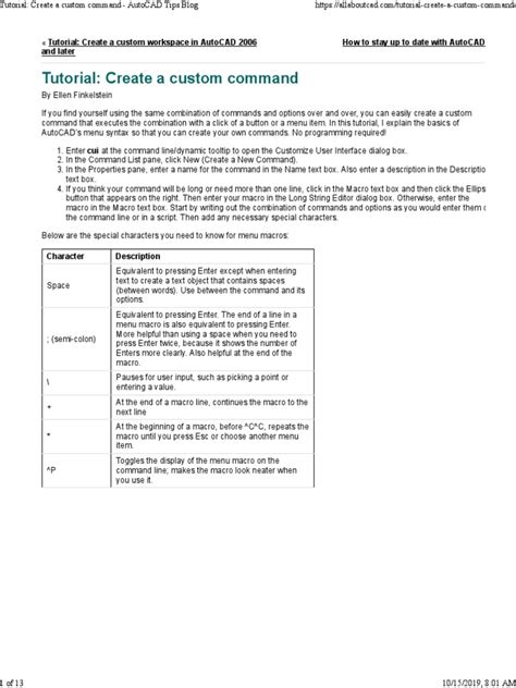 Tutorial Create A Custom Command Autocad Tips Blog Pdf Command