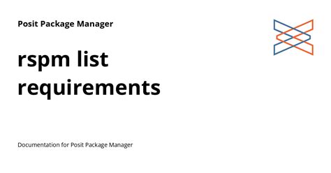 Rspm List Requirements Posit Package Manager