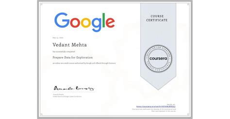 Vedant Mehta En Linkedin Completion Certificate For Prepare Data For