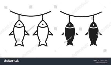 Dried Fish Vector Icon Solid Outline Stock Vector Royalty Free