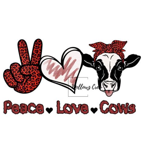 Peace Love Cow Png Sublimation Design Western Cow Png Sunflowers Cow
