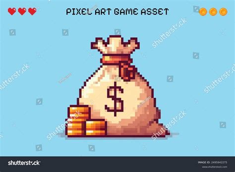 Pixel Art Bag Coins Video Game Stock Vector Royalty Free 2495942275 Shutterstock