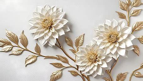 Fundo Papel De Parede Floral Ramo 3d Dahila Fundo Papel De Parede